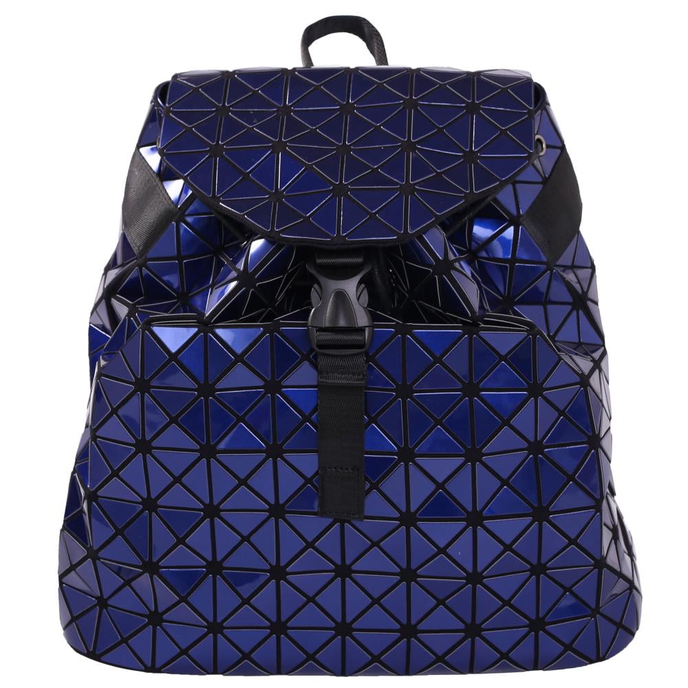 Blue Glossy Backpack with Draw Strings for Women Fashion - Double ...
