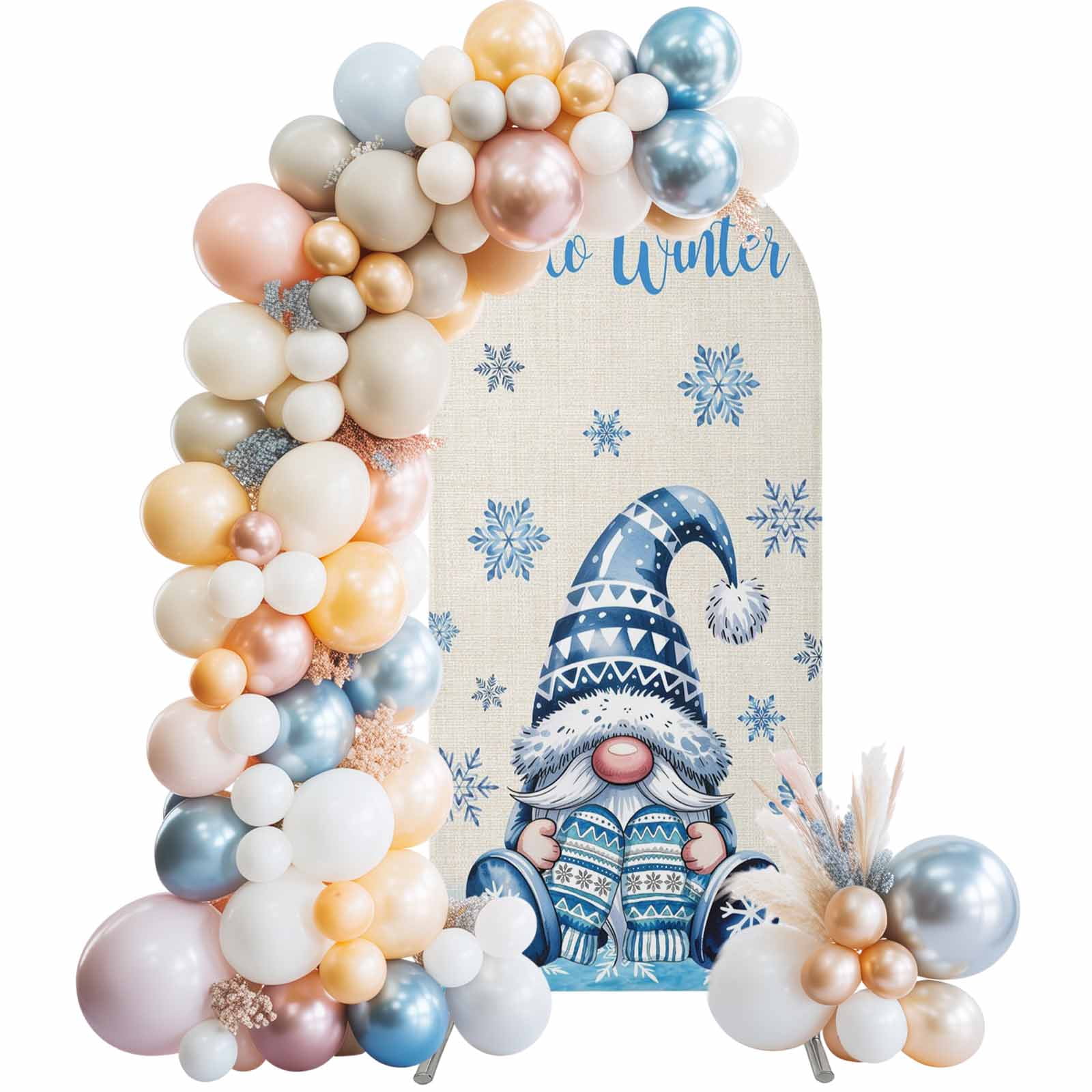 Blue Gnomes Christmas Arch Backdrop Cover 7.2x4 Ft, Spandex Wedding ...