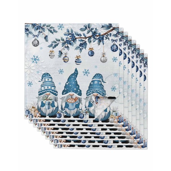 Blue Gnomes Christmas Cloth Napkins Set of 8 Reusable Dinner Napkins ...