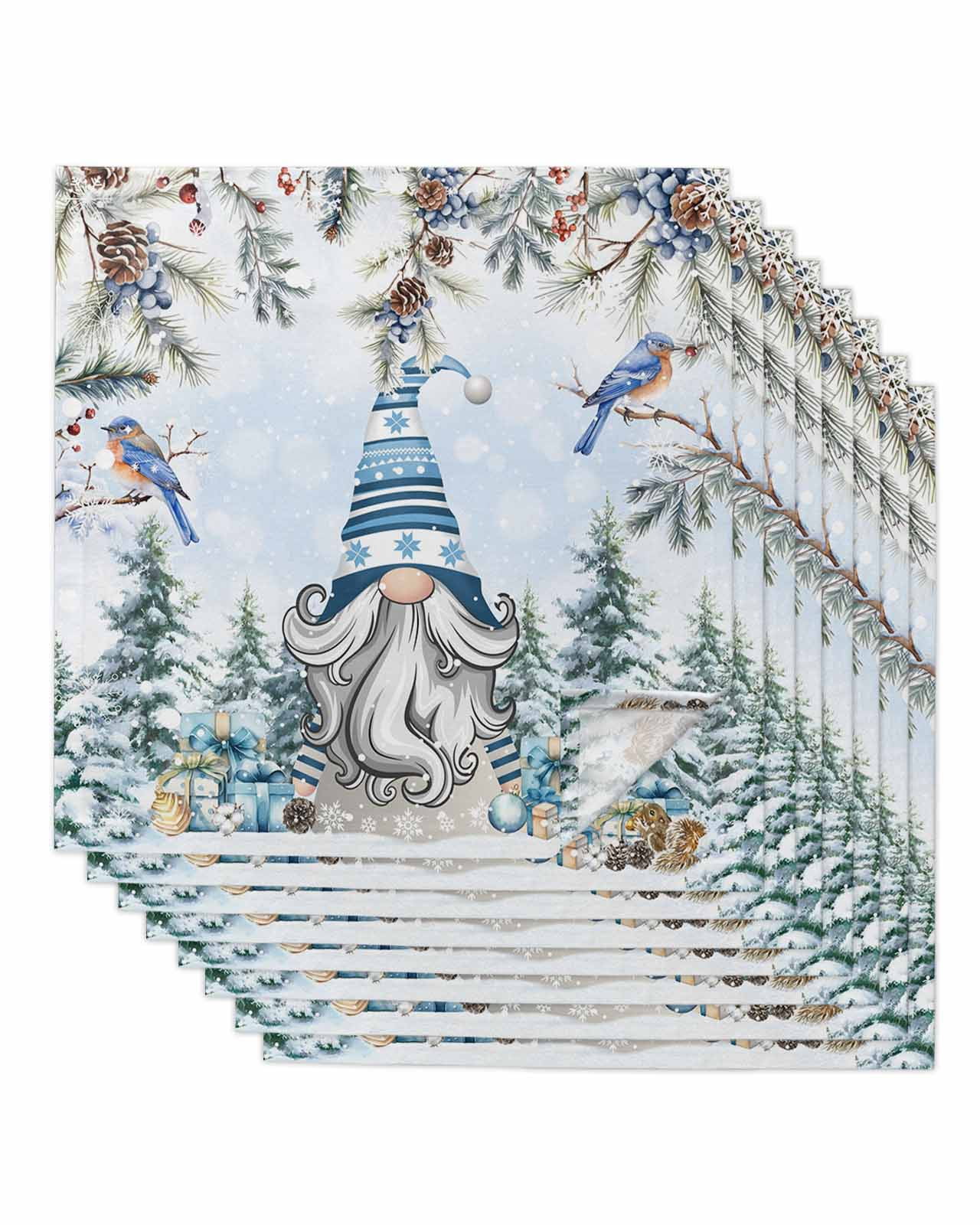 Blue Gnomes Christmas Cloth Napkins Set of 8 Reusable Dinner Napkins ...