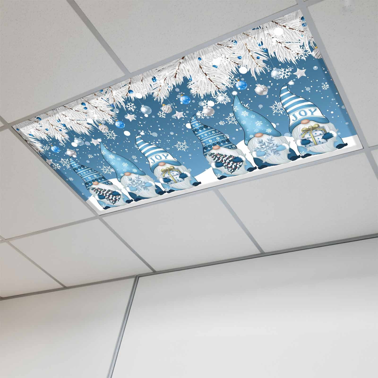 Blue Gnomes Christmas Fluorescent Light Covers, Xmas Snowflake Ball ...