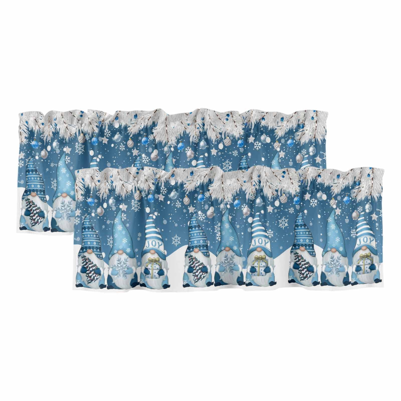 Blue Gnomes Christmas Valances for Windows, Decorative Rod Pocket ...