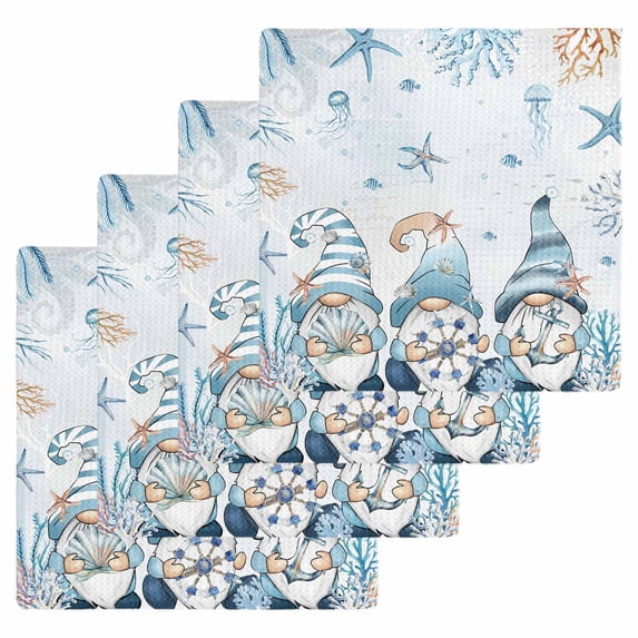 Blue Gnomes Coastal Kitchen Dish Towels for Drying Dishes Set of 4 ...