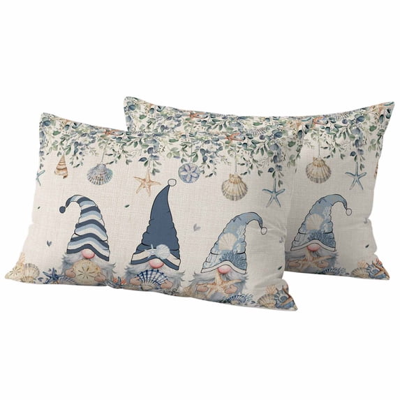 Blue Gnomes Coastal Outdoor Pillow Covers 20"x12" Set of 2,Waterproof ...
