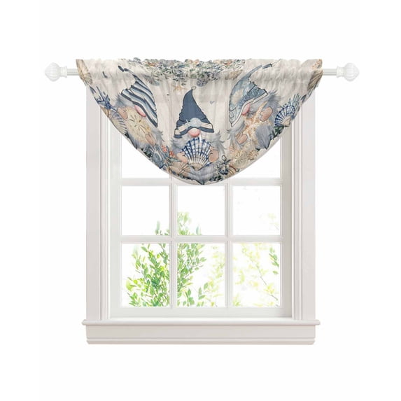 Blue Gnomes Coastal Sheer Waterfall Valance Curtains for Window, Summer ...