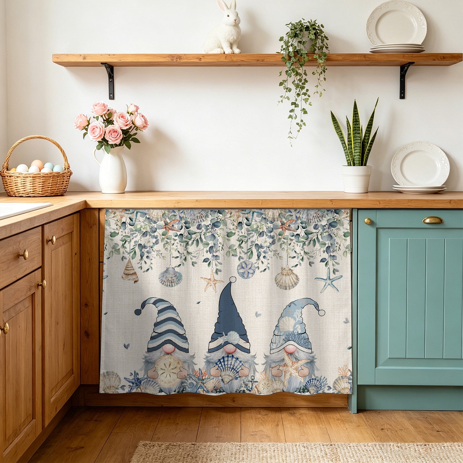 Blue Gnomes Coastal Small Sink Skirt 10"Wx11"L,Dustproof Under Sink ...