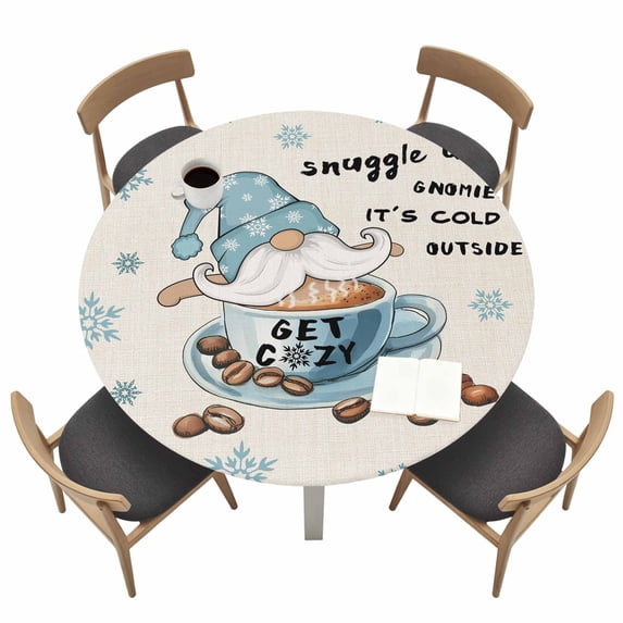 Blue Gnomes Fitted Tablecloth with Elastic Edged, Round Table Cloth for ...