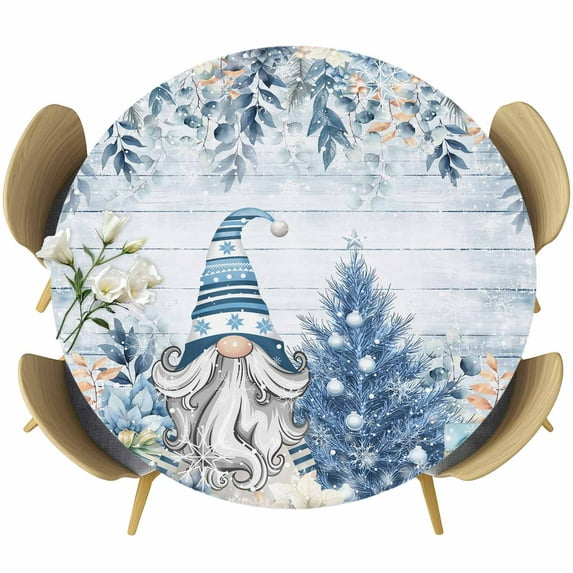 Blue Gnomes Table Cloth, Round Fitted Tablecloths with Elastic Edge ...