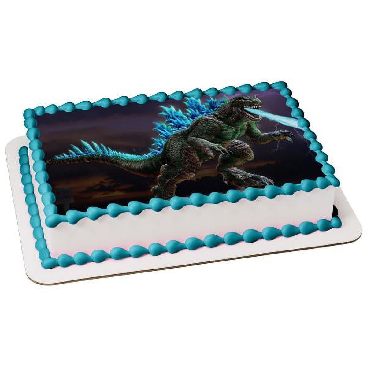 Blue Godzilla Breathing Ice Lightening Edible Cake Topper Image ...