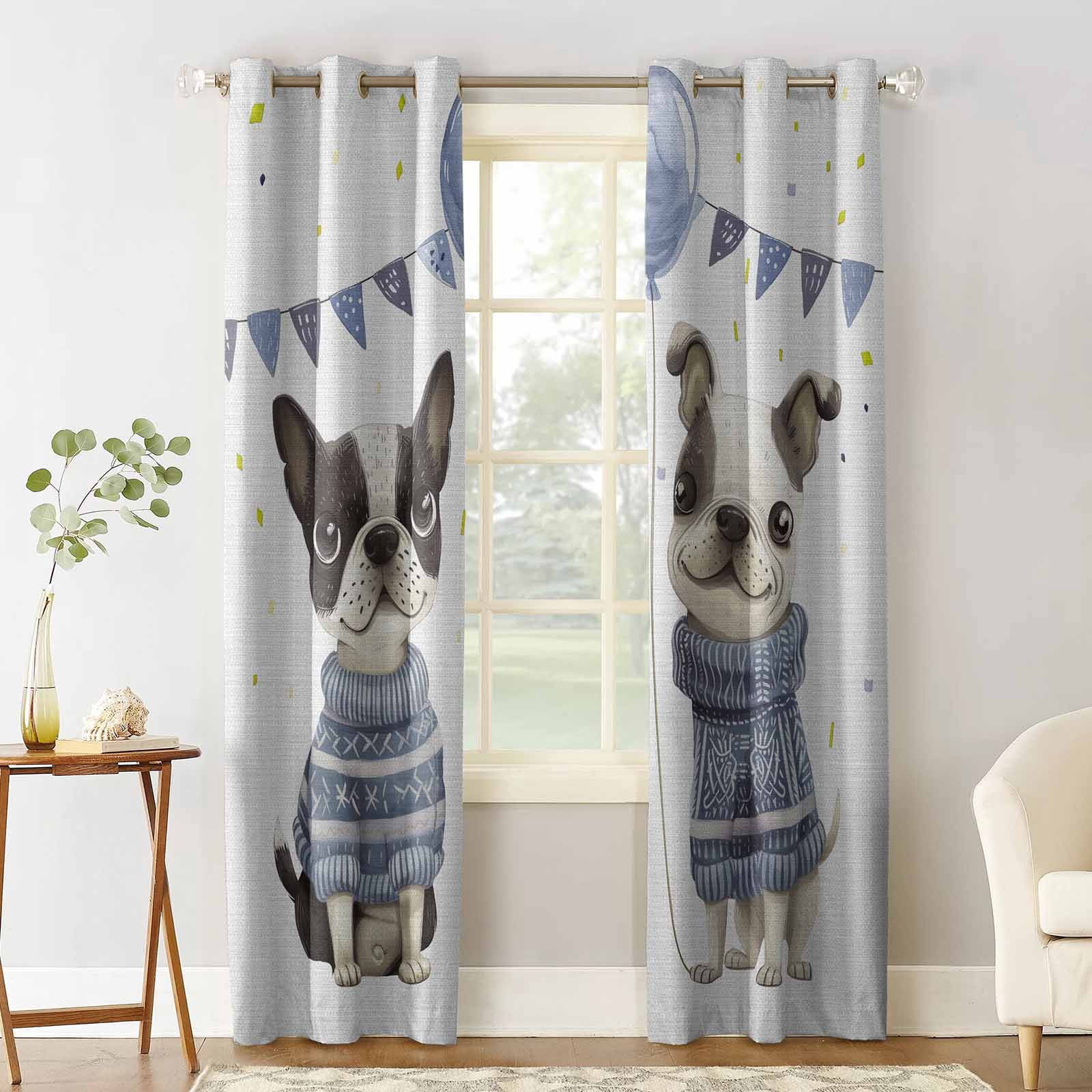 Blue Gogs Blackout Curtains 84 Inches Length, Funny Cute Boho Pet ...