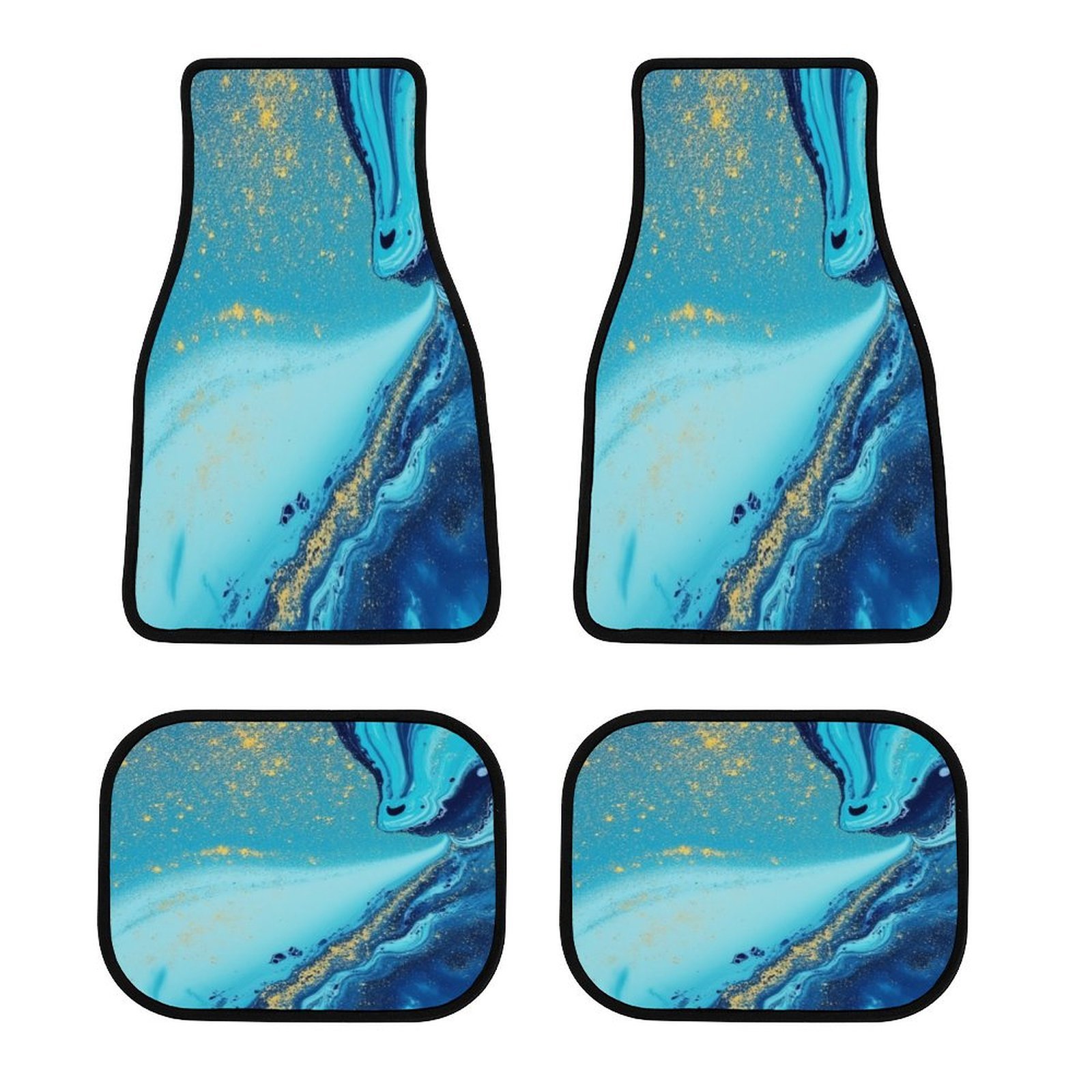Blue Gold Abstract Art-1 Car Floor Mats Non-Skid Backing Front Auto ...