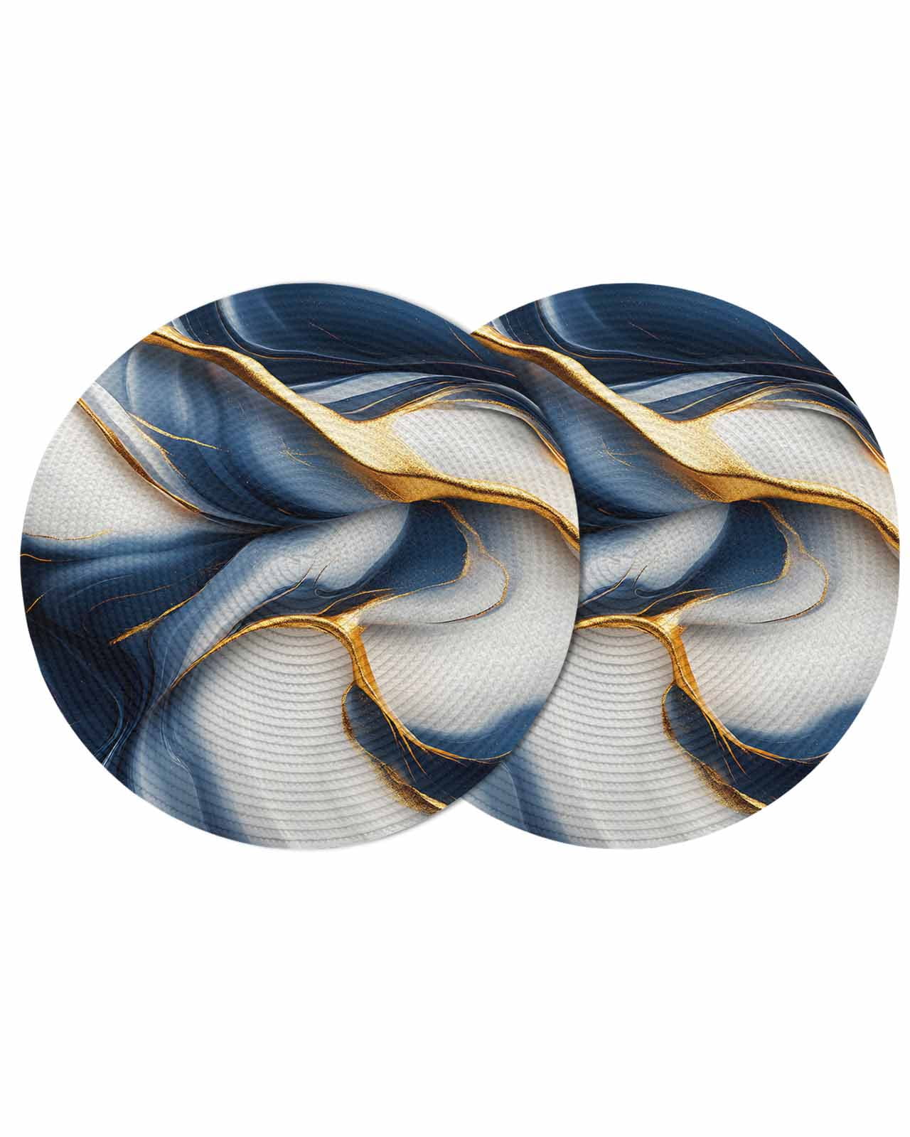 Blue Gold Abstract Marble Texture Round Table Placemats set of 2 ...