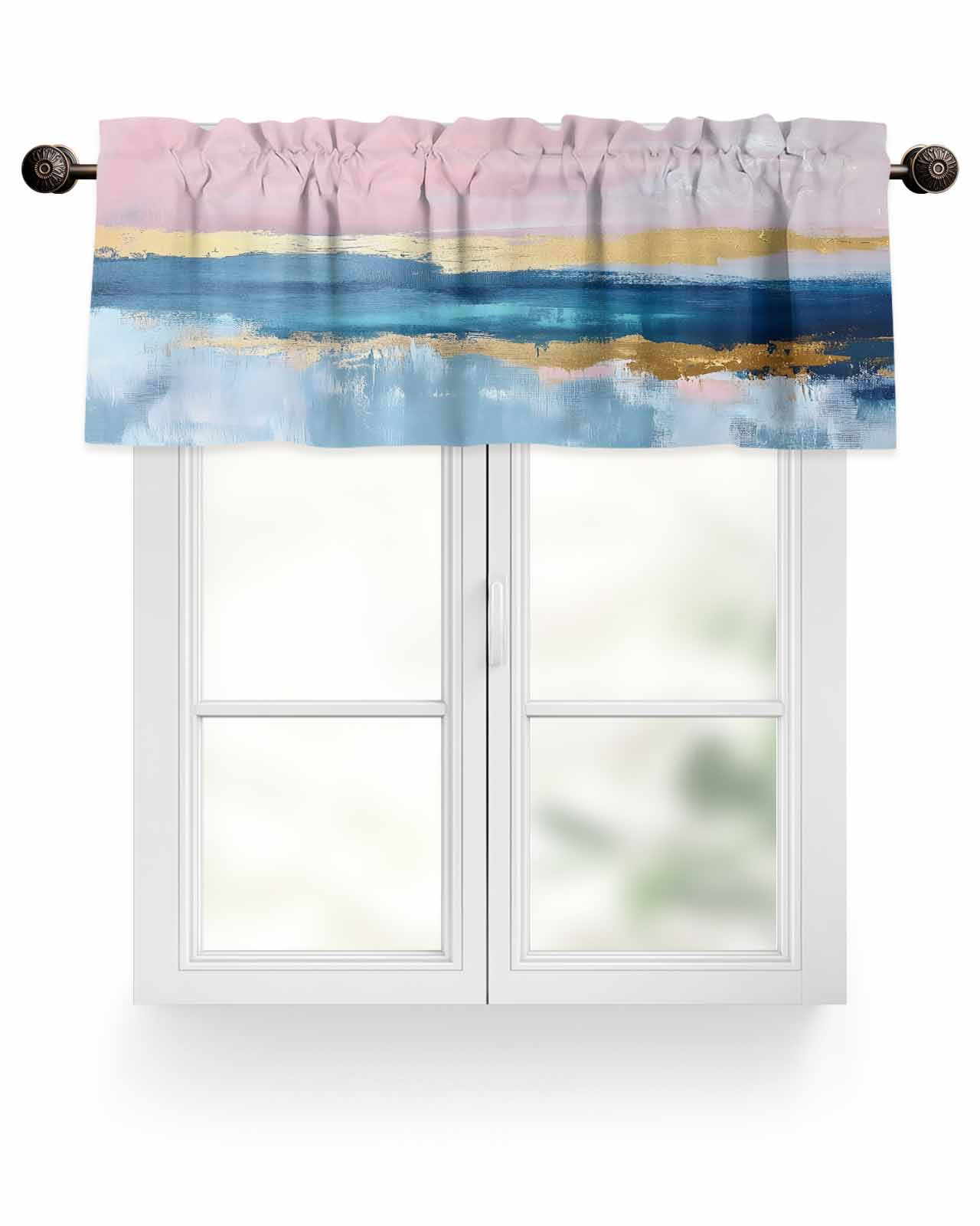 Blue Gold Abstract Valances for Windows Oil Painting Modern ...