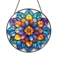 Blue Gold Acrylic Window Hanging – Geometric Faux Stained Glass Decor ...