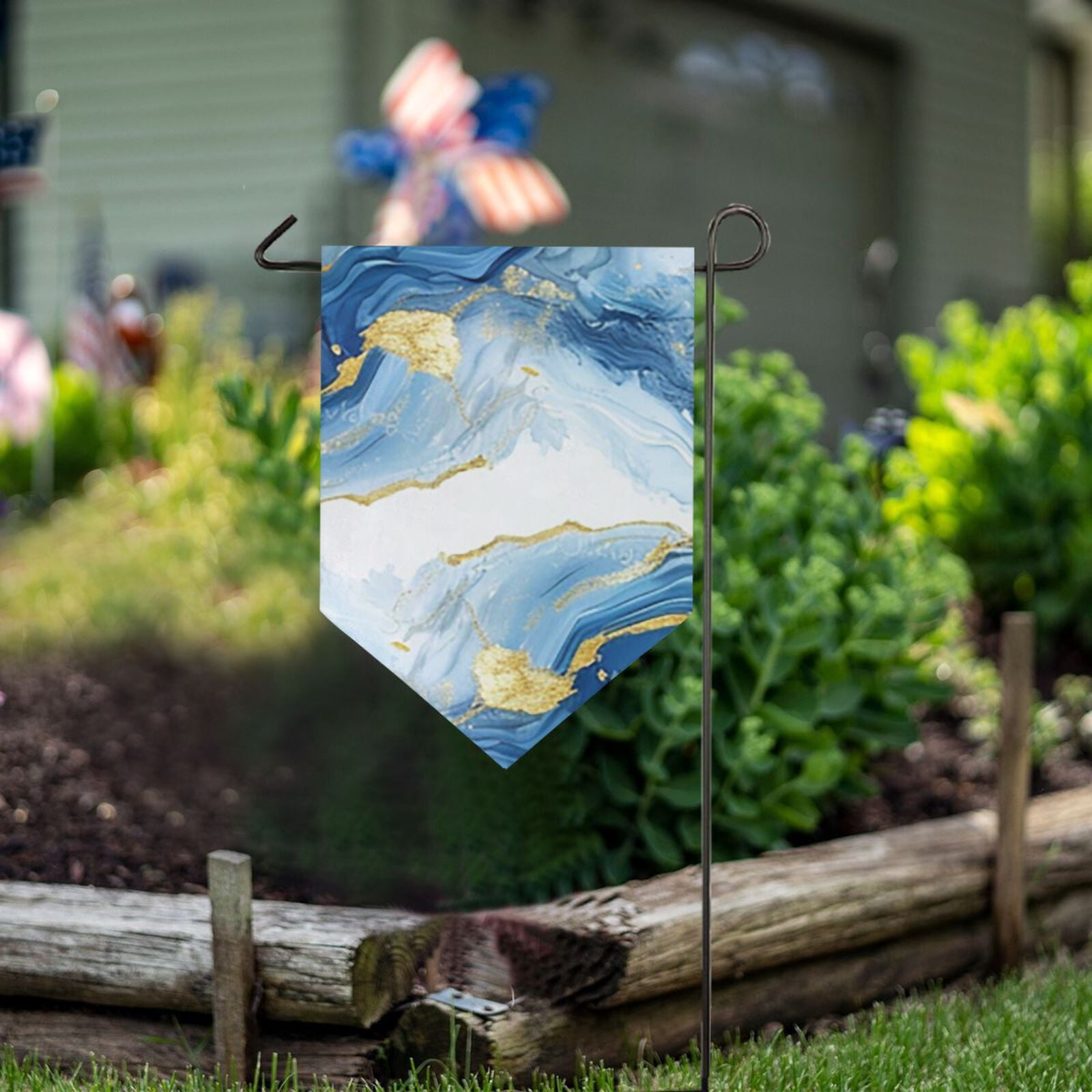 Blue Gold Agate Garden Flag 18" x 12.5" Double Sided Yard Lawn Outdoor ...