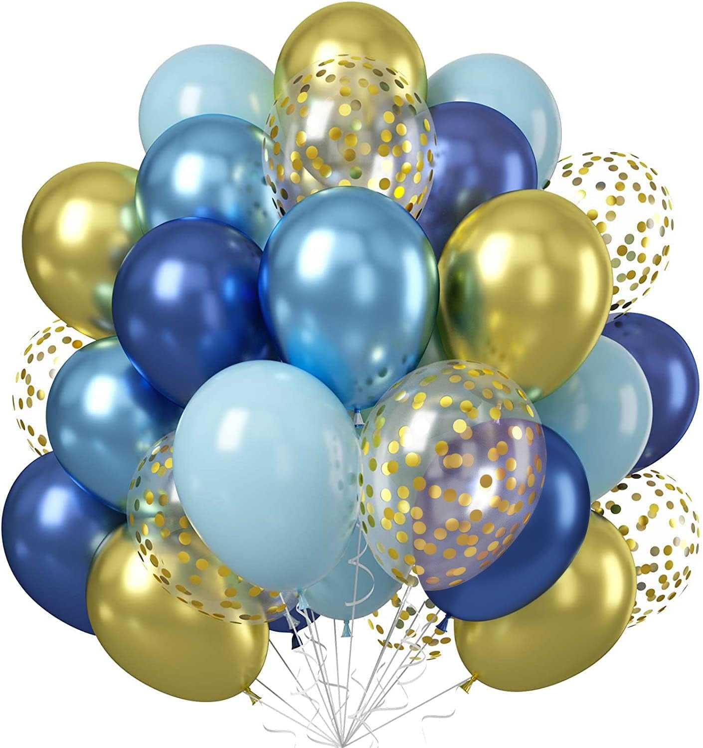 Blue and Gold Balloons, 12Inch Light Navy Blue Gold Party Balloon with ...