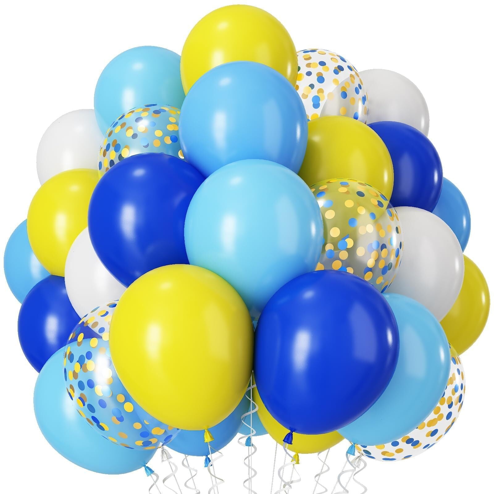 Blue and Gold Balloons 60 Pcs, 12 Inch Dusty Baby Blue Chrome Gold Balloon Cream Sand White ...