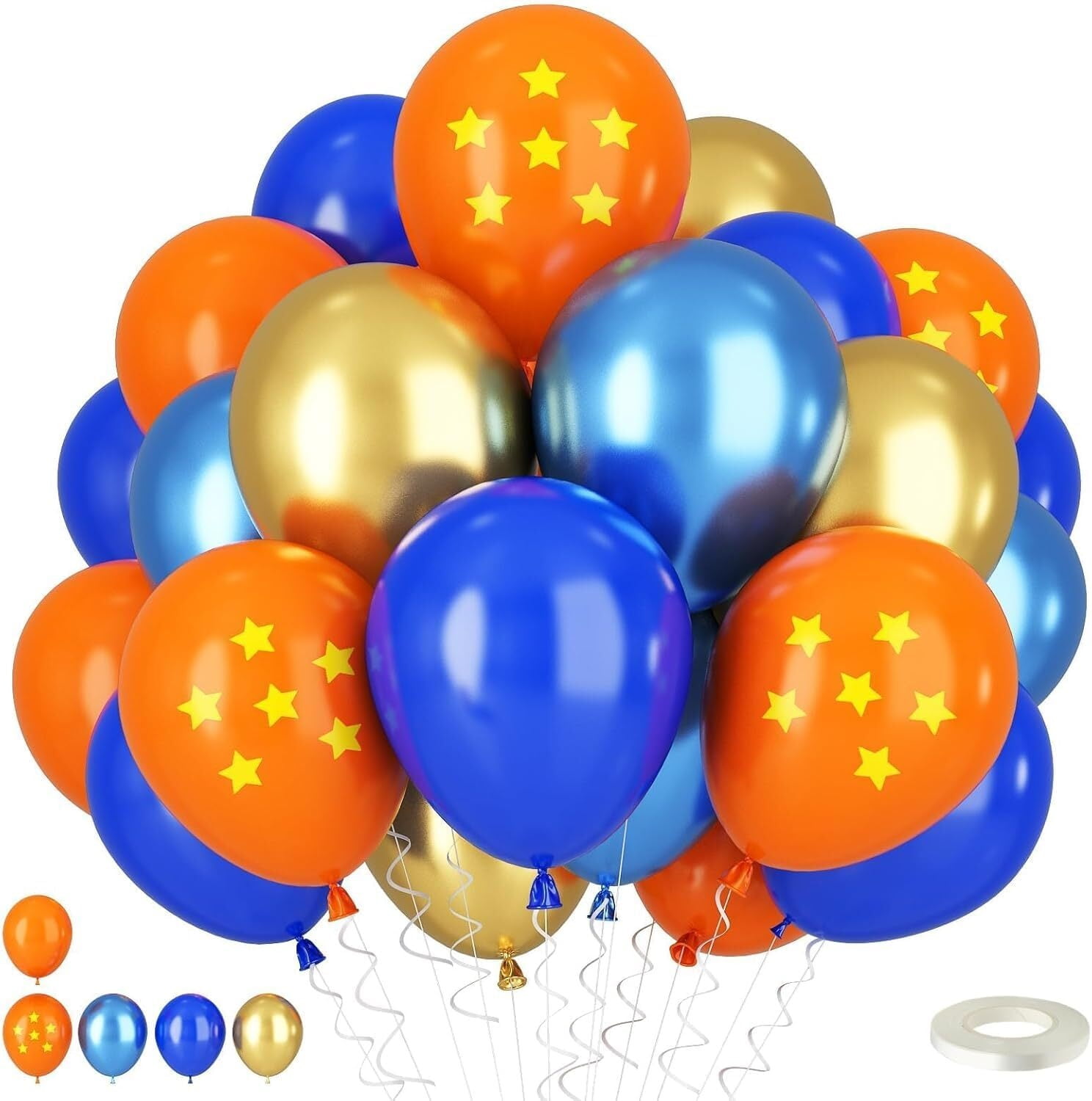 Blue and Gold Balloons 60 Pcs, 12 Inch Dusty Baby Blue Chrome Gold Balloon Cream Sand White ...