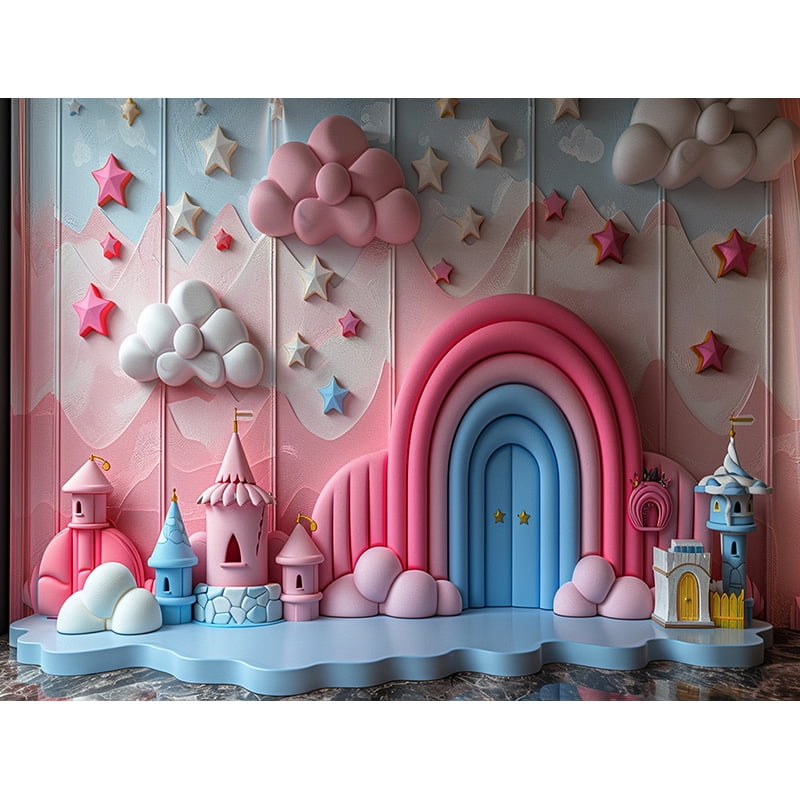 Blue Gold Birthday Party Photography Backdrops Props Arch Balloons ...