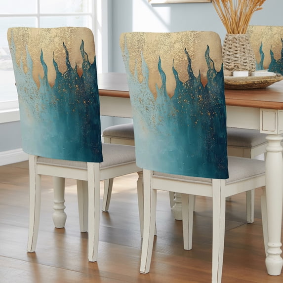 Blue Gold Chair Back Covers, Abstract Simple Minimalist Art Removable ...