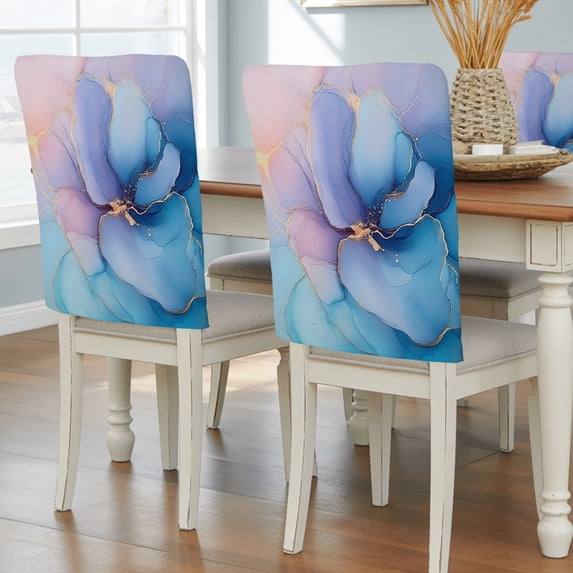 Blue Gold Chair Back Covers, Modern Purple Pink Marble Textured ...