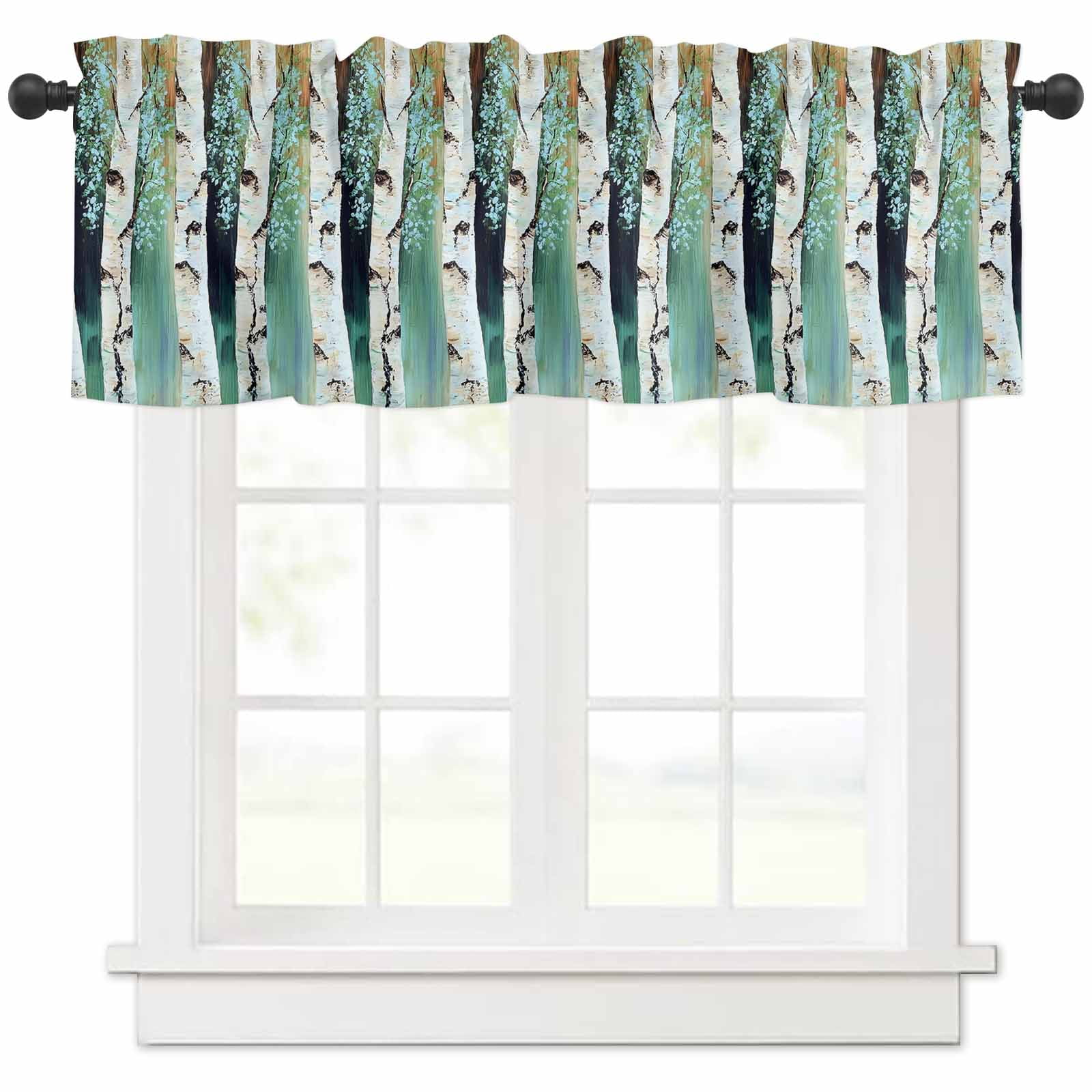 Blue Gold Coastal Valances for Windows Farmhouse Kitchen Curtains ...