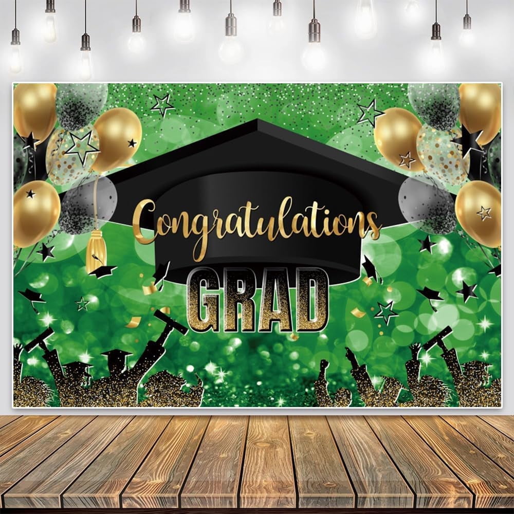 Blue Gold Congrats Grad Backdrop Class of 2024 Graduation Party ...