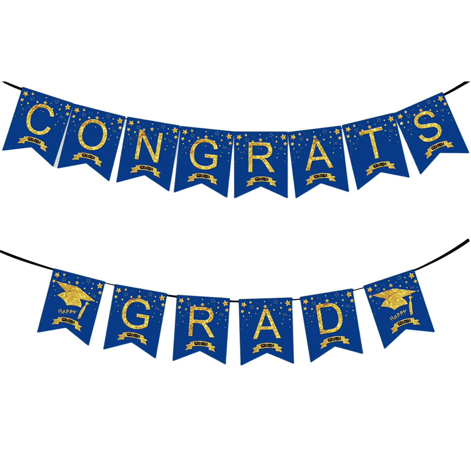 Blue Gold Congrats Grad OIF8 Banner Graduation Decorations Class of ...