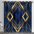 Blue and Gold Curtains for Bedroom, Geometric Blackout Curtains, Luxury ...