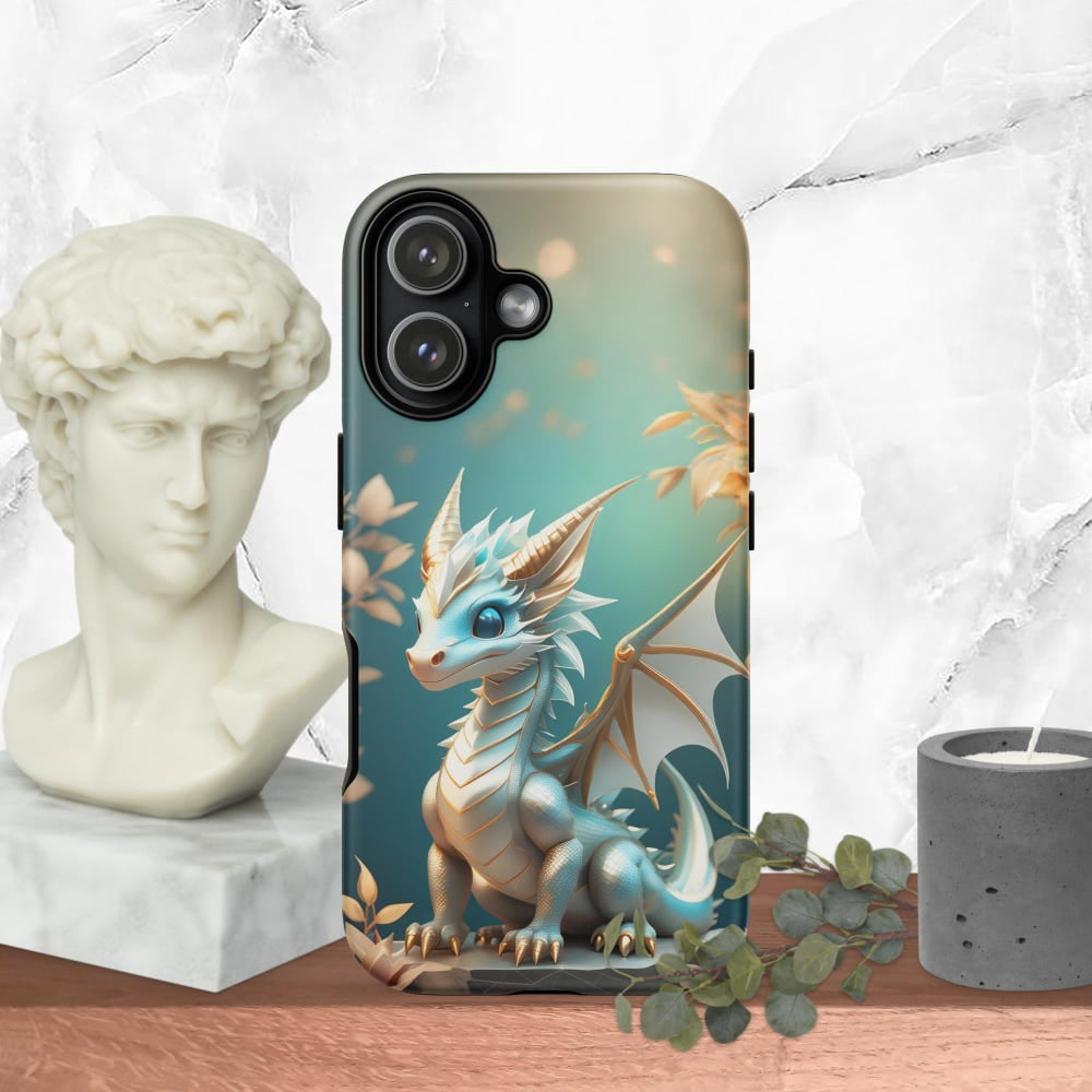 Blue Gold Diamond Fantasy Dragon Hatchling Phone Case 17 16 15 14 13 12 ...