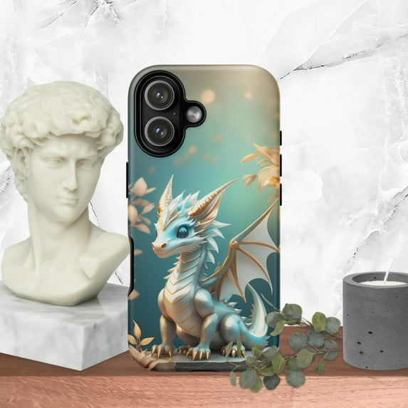 Blue Gold Diamond Fantasy Dragon Hatchling Phone Case 17 16 15 14 13 12 ...