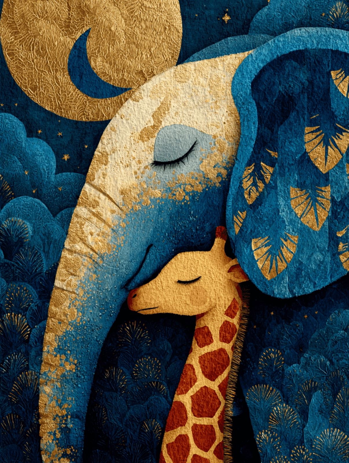 Blue Gold Elephant Giraffe Canvas We Love You To The Moon And Back Boys ...