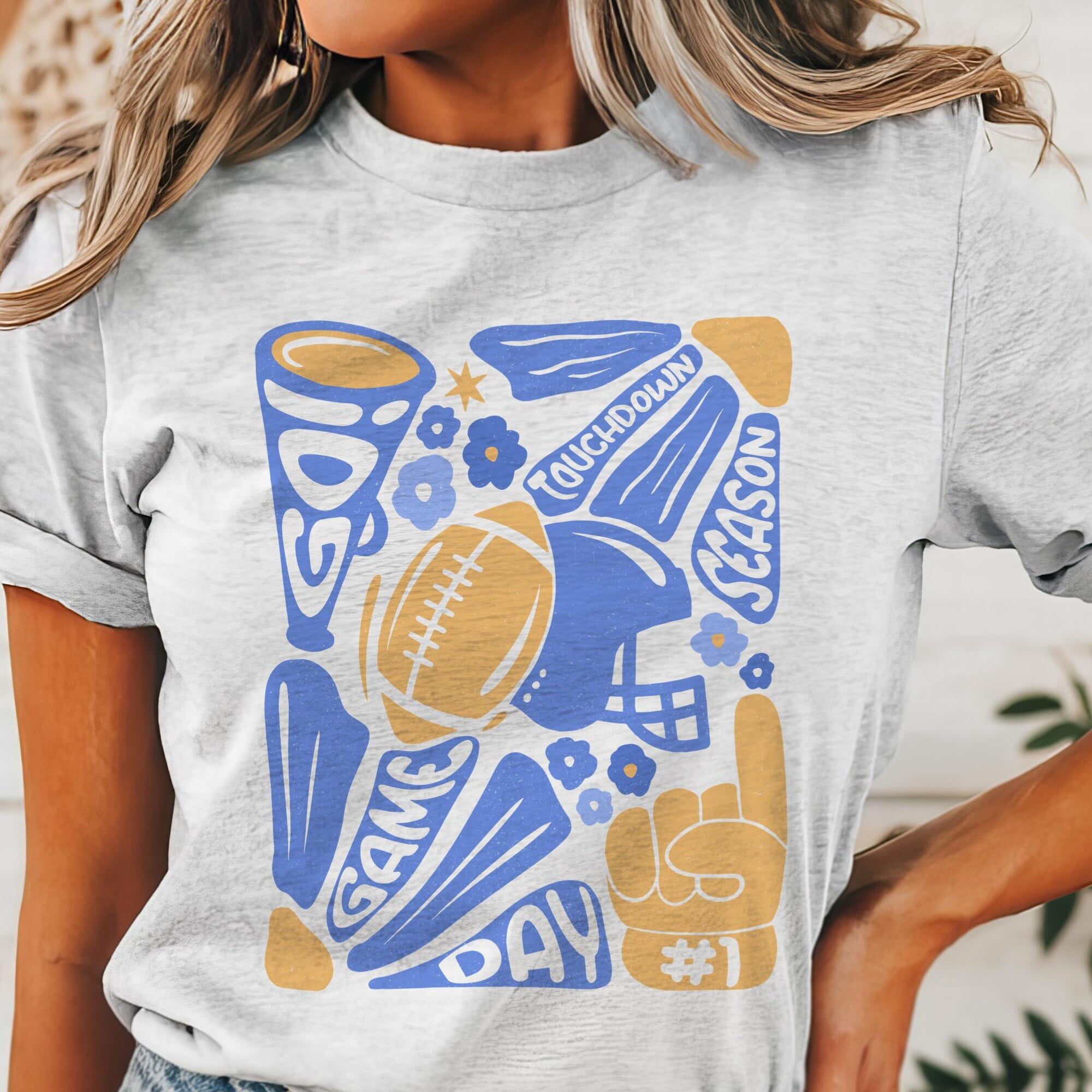 Blue Gold Game Day Football Shirt Retro Game Day TShirt Unisex ...