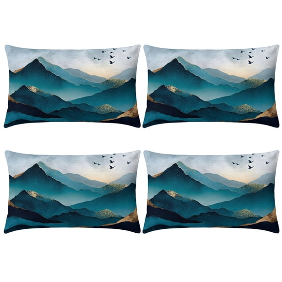 Blue Gold Geometric Lumbar Pillow Covers 12 x 20 Inch Pillow Covers Set ...