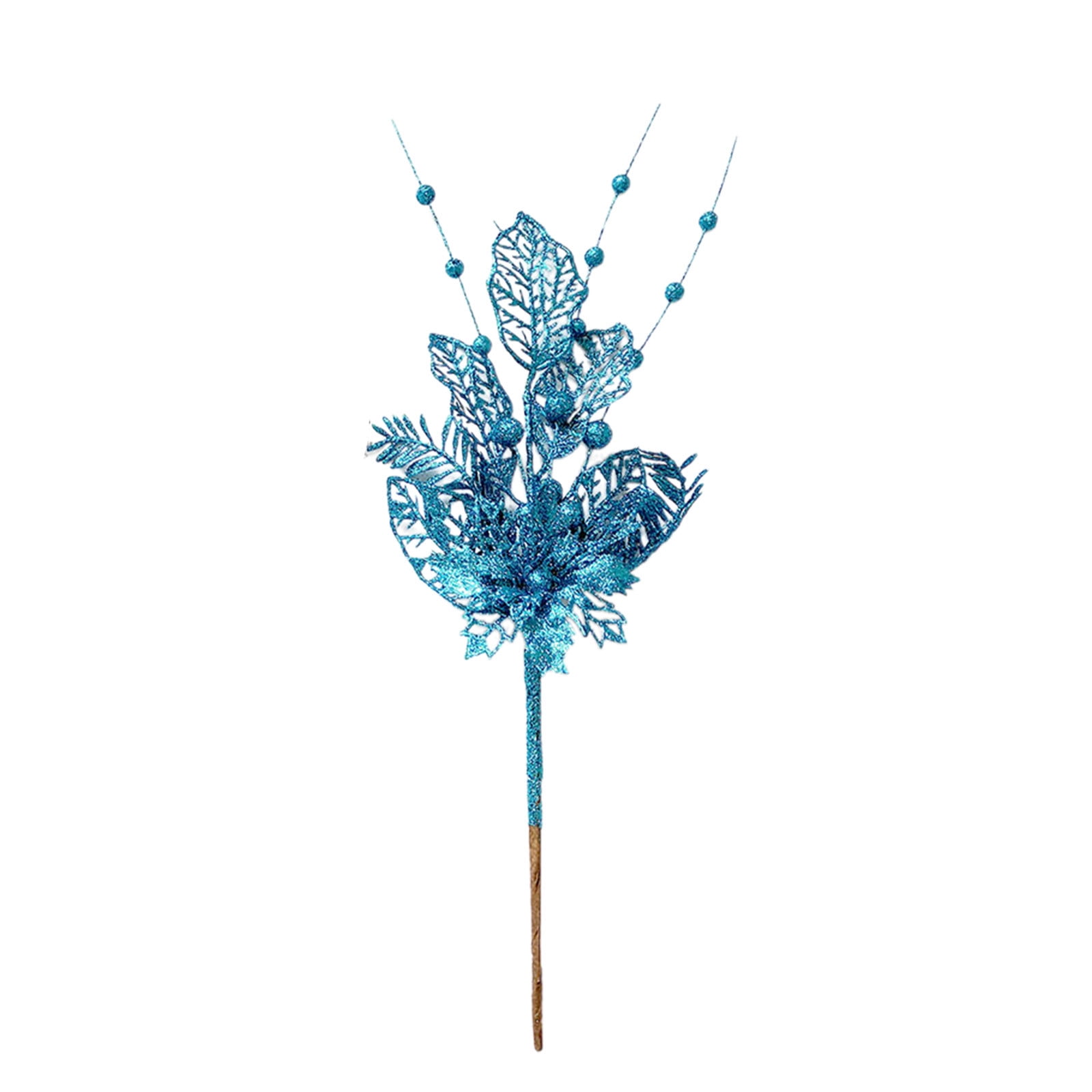 Blue Gold Glitter Lily Decorative Branches, Realistic Artificial Floral ...