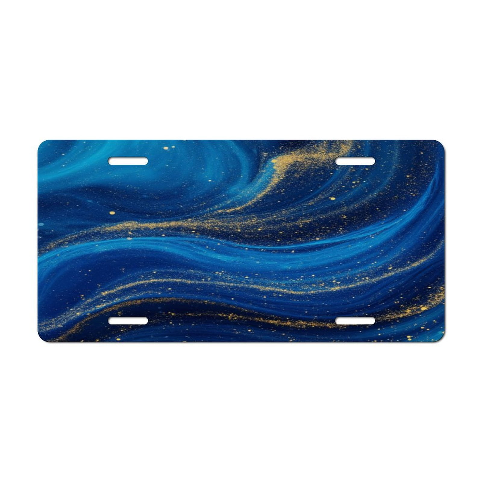 Blue Gold Glitter Marble Car Decorative Front License Plate,Vanity Tag ...