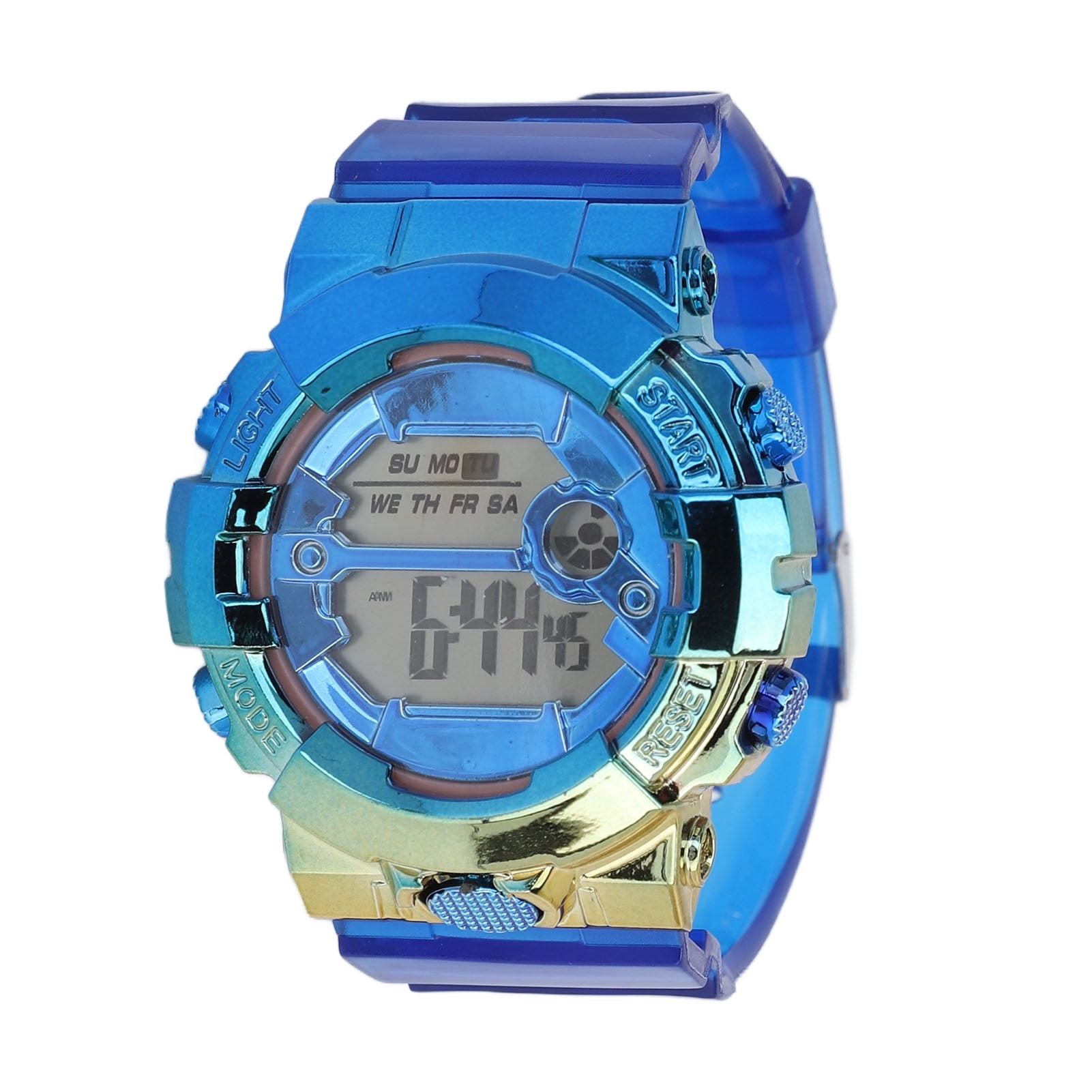 Blue Gold Gradient Color Digital Watch for Students Couple Fashionable ...
