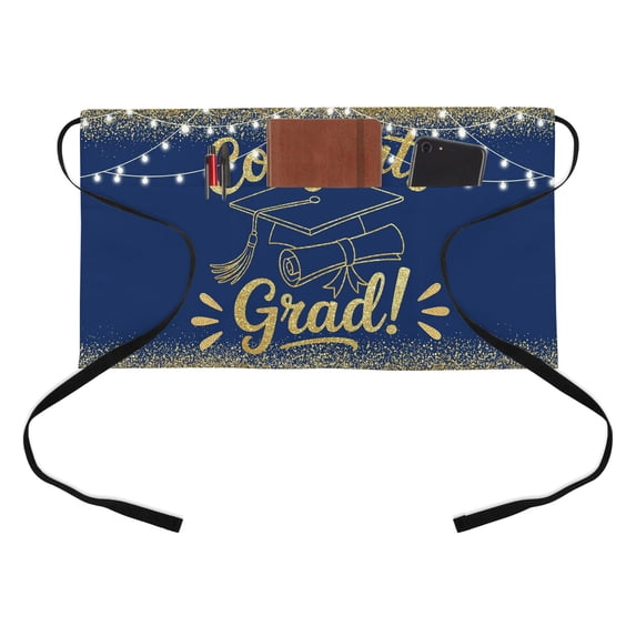Blue Gold Graduation Cap Half Waist Apron Sequins Light Festive ...