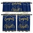 Blue Gold Graduation Cap Kitchen Curtains Valance and Tier Set Sequins ...