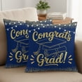 Blue Gold Graduation Cap Pillow Covers Set of 2, Sequins Light Festive ...