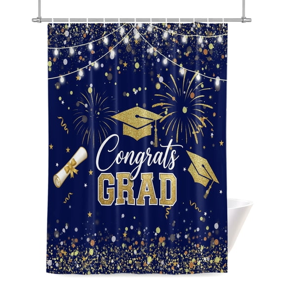 Blue Gold Graduation Cap Shower Curtains for Bathroom, Graduates ...