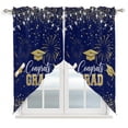 Blue Gold Graduation Cap Swag Curtain Valance for Window 2 Panels ...