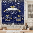 Blue Gold Graduation Cap Swag Curtains Valance and Tier Set, Graduates ...