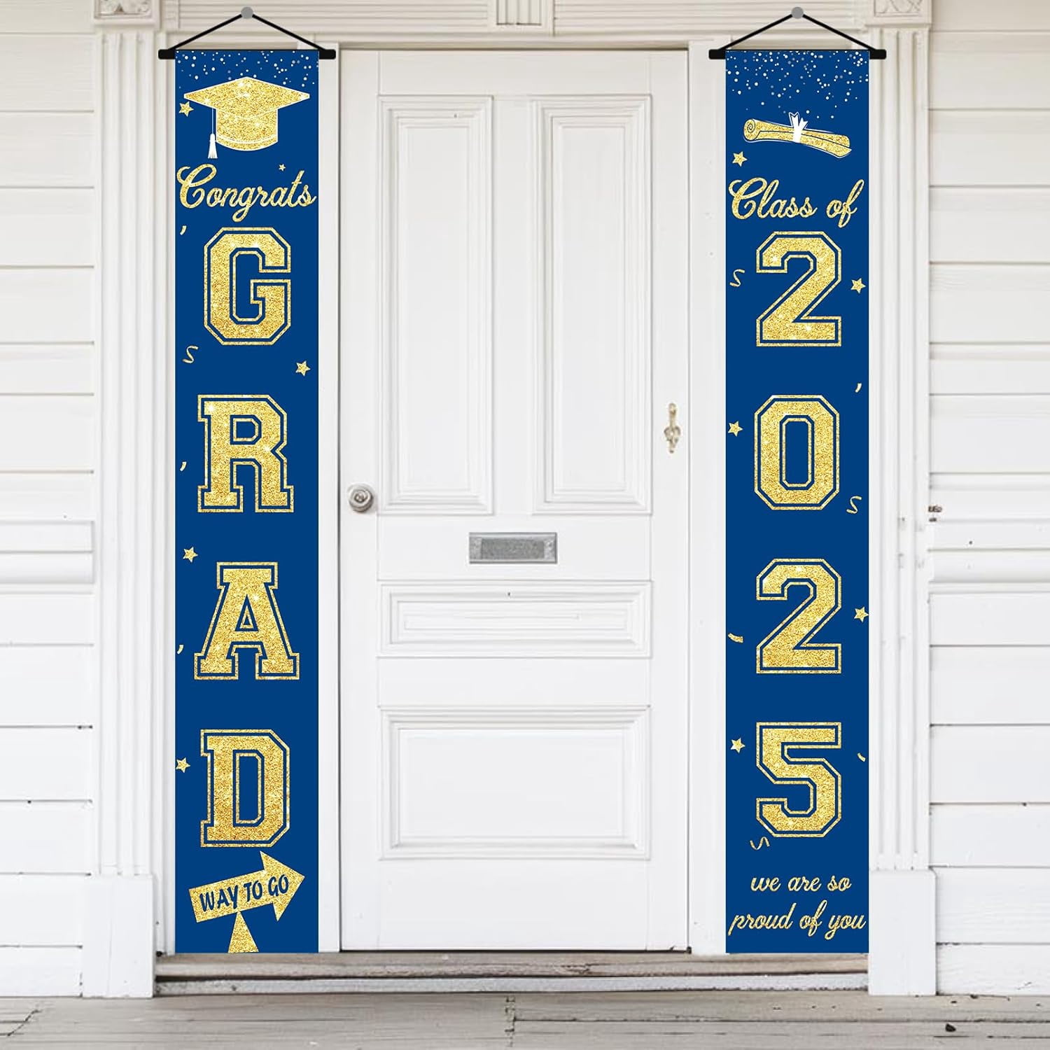 Blue Gold Graduation Decorations Congrats Grad Class of 2025 Porch Sign ...