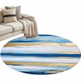 Blue Gold Graffiti Round Area Rug 3ft Abstract Street Art Non-Slip ...