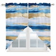 Blue Gold Graffiti Swag Curtain Valance for Window 2 Panels Abstract ...