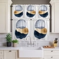 Blue Gold Gray Color Block Curtain Tier and Valance Set 3 Piece ...