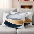Blue Gold Gray Color Block Waterproof Throw Pillow Covers Set of 2 ...