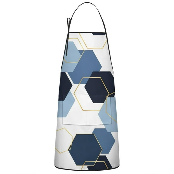 Blue Gold Hexagon Marble Apron-Garden Aprons for Women with Pockets ...
