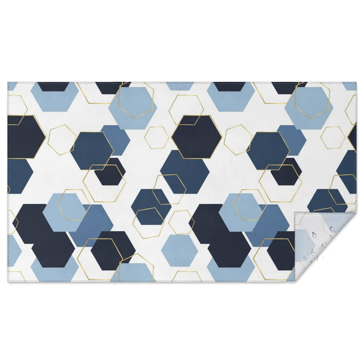Blue Gold Hexagon Marble Rectangle Tablecloth 60"x102",Waterproof ...